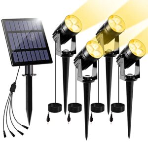 linqelly solar spotlights solar outdoor lights, landscape garden lights solar spot lights ip65 waterproof outdoor spotlight auto on/off decorative lighting for garden yard lawn path 4 in 1