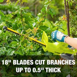 Sun Joe 24V-HT18-LTE 24V 2.0Ah 18-in Cordless Handheld Hedge Trimmer 5/8" Cutting Capacity, Blade, Kit (w/ 2.0 Ah Battery + Quick Charger)