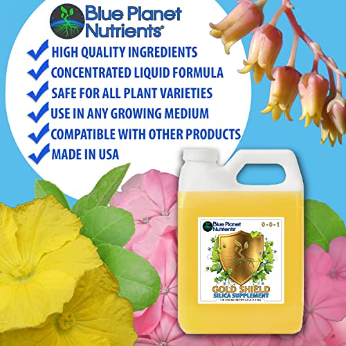 Gold Shield Silica Supplement (32 oz) Quart | Concentrated Formula for All Plants & Gardens | Makes Over 900 GALLONS | Blue Planet Nutrients