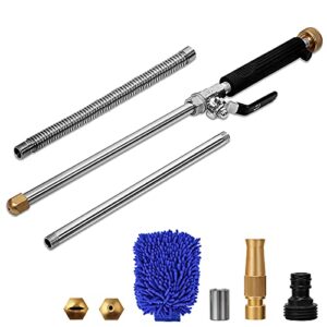 high pressure power washer wand, extendable hydro jet water hose nozzle watering sprayer, garden watering wand for patio car pet window gutter cleaning tool (black)