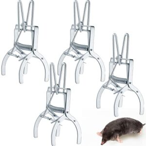 mole trap, mole whacker trap, galvanized steel gopher trap, reusable vole traps, pest control traps for gopher vole lawn outdoor (4 pieces)