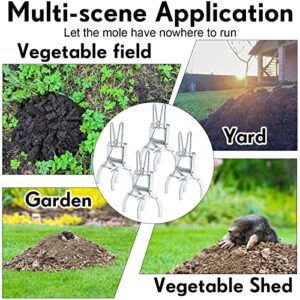 Mole Trap, Mole Whacker Trap, Galvanized Steel Gopher Trap, Reusable Vole Traps, Pest Control Traps for Gopher Vole Lawn Outdoor (4 Pieces)