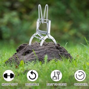 Mole Trap, Mole Whacker Trap, Galvanized Steel Gopher Trap, Reusable Vole Traps, Pest Control Traps for Gopher Vole Lawn Outdoor (4 Pieces)