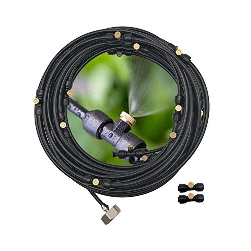 HANMO Atomizing Cooling System, 50 feet/15 Meters Connecting Water Pipe + 17 Brass Mist nozzles + Brass Adapter (3/4 inch), Suitable for Courtyard Gardens and Water Parks