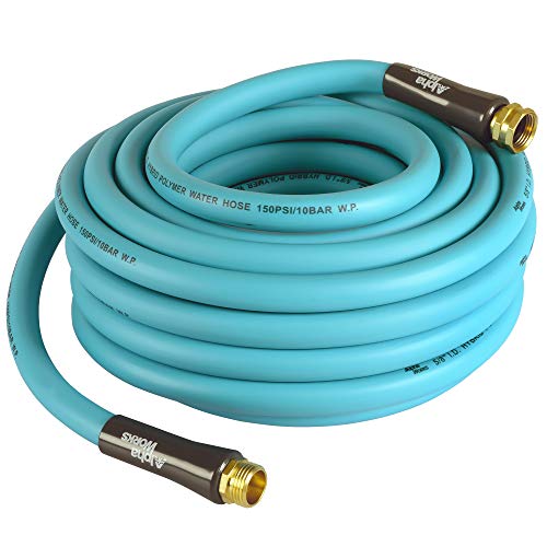 AlphaWorks Garden Water Hose 5/8" Inch x 50' Foot Heavy Duty Premium Commercial Ultra Flex Hybrid Polymer Lead-in Hose Max Pressure 150 PSI/10 BAR with 3/4" GHT Fittings