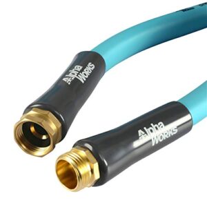 AlphaWorks Garden Water Hose 5/8" Inch x 50' Foot Heavy Duty Premium Commercial Ultra Flex Hybrid Polymer Lead-in Hose Max Pressure 150 PSI/10 BAR with 3/4" GHT Fittings