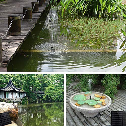 XUNMAIFBT Solar Powered Pond Pump 1.5W Solar Water Pump, Birdbaths&Ponds,Solar Powered Water Fountains Submersible Pump Kit Garden Decorations