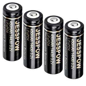 jesspow 14430 battery, 14430 3.2v 450mah lifepo4 rechargeable solar batteries 4 pack for for solar panel outdoor garden lights, solar panel light, tooth brush, shaver, flashlight (not aa battery)