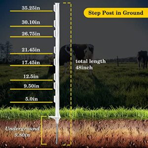 FENCE SHOCK 48Inch Step-in Fence Post-Electric Fence System Post for Garden and Farm（25 Pack）,White