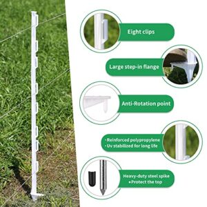 FENCE SHOCK 48Inch Step-in Fence Post-Electric Fence System Post for Garden and Farm（25 Pack）,White