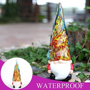 REYISO 11.4'' Solar Gnomes Garden Statues, Outdoor Garden Decor,Garden Gnomes Figurine Lights,Solar Resin Garden Statues Warm White Lights, Gnomes Decorations for Yard