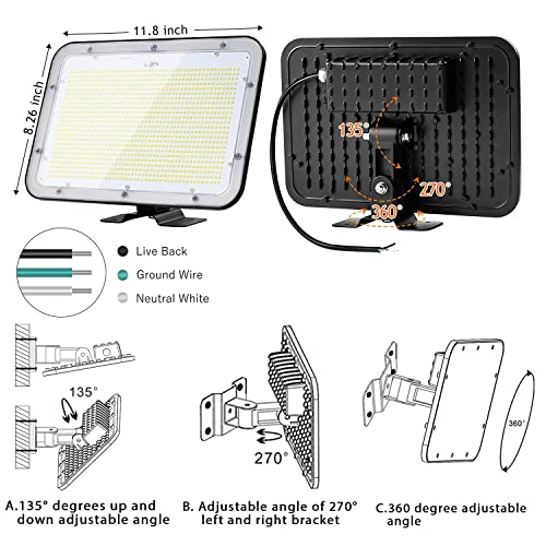 SERWING Led Flood Light 200W Outdoor Lights, 23,000LM Super Bright with 5000K Daylight, IP66 Waterproof LED Flood Lights Outdoor for Garden, Yard, Playground, Basketball Court(1 Pack)