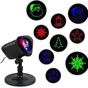 TOFU Christmas Laser Lights, RGB Christmas Laser Lights Projector, 6 Patterns Landscape Projector Spotlights with Remote,Decoration for Outdoor Indoor Garden Christmas Holiday