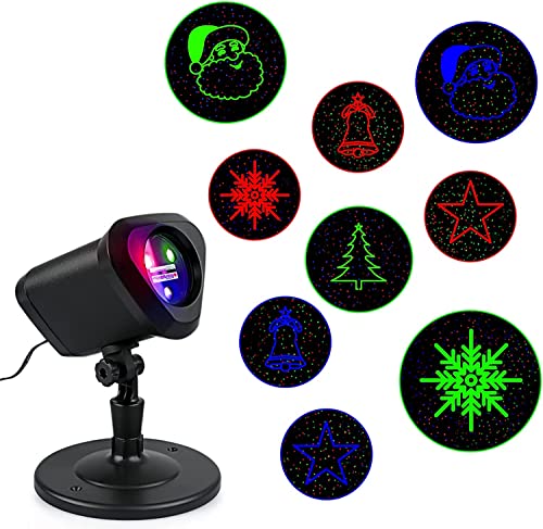 TOFU Christmas Laser Lights, RGB Christmas Laser Lights Projector, 6 Patterns Landscape Projector Spotlights with Remote,Decoration for Outdoor Indoor Garden Christmas Holiday