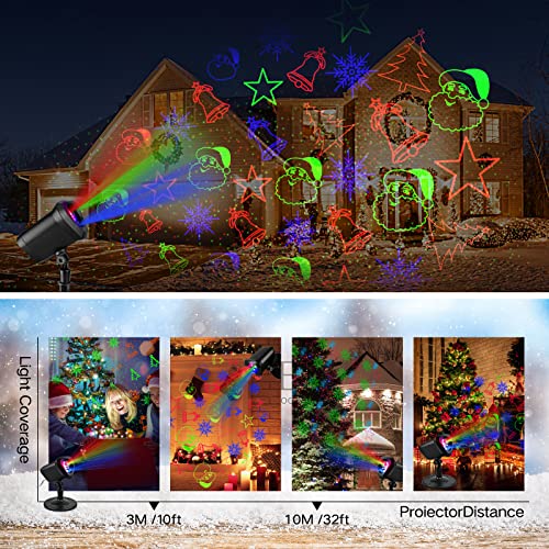 TOFU Christmas Laser Lights, RGB Christmas Laser Lights Projector, 6 Patterns Landscape Projector Spotlights with Remote,Decoration for Outdoor Indoor Garden Christmas Holiday