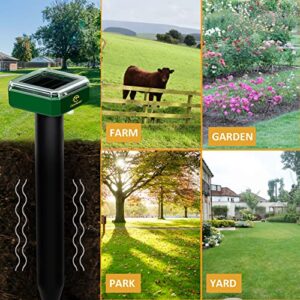 Careland Solar Mole Groundhog Repellent Stakes Outdoor Ultrasonic Gopher Repeller Vole Deterrent Waterproof Sonic Repellent Spikes Drive Away Burrowing Animals from Lawns and Yard (8)