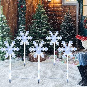 WATERGLIDE Set of 5 Snowflake Christmas Pathway Lights Outdoor, 9" x 23" Large Snowflake Lights Pathway Marker, Plug in Holiday Garden Decorative Lights with Stakes for Walkway Patio Yard Xmas Decor