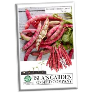 french horticulture bean seeds for planting, 50+ heirloom seeds per packet, (isla’s garden seeds), non gmo seeds, aka. borlotti bean, botanical name: phaseolus vulgaris, great home garden gift