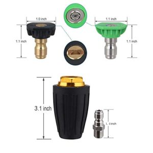 Bopopo 4000PSI Pressure Washer Turbo Nozzle Spray Tip 360° Rotating 1/4'' Quick Connect with 7 Spray Nozzle Tips Kit Multiple Degrees(0, 15, 25, 40 Degrees,Rinse*1,Soap*2) 4.0 GPM 4.0 Orifice.