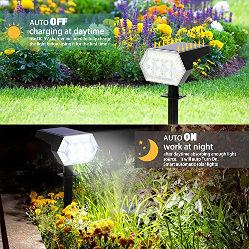 Joymon Solar Outdoor Lights, 108LED Solar Landscape Spotlights Lighting, 2-in-1 Waterproof Garden Solar Lights Outdoor Spot Lights for Yard Pathway Driveway Porch Patio Wall (Cold White/4 Pack)