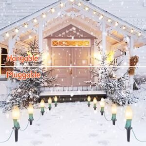 C9 Christmas Pathway String Lights Outdoor - 2 Pack 25.7 FT 20 Clear Lights with 20 Stakes, Connectable Waterproof Walkway Lights for Indoor Xmas Party Holiday Commercial Decoration, Warm White