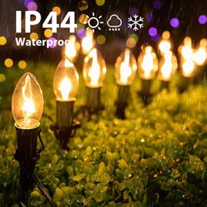 C9 Christmas Pathway String Lights Outdoor - 2 Pack 25.7 FT 20 Clear Lights with 20 Stakes, Connectable Waterproof Walkway Lights for Indoor Xmas Party Holiday Commercial Decoration, Warm White