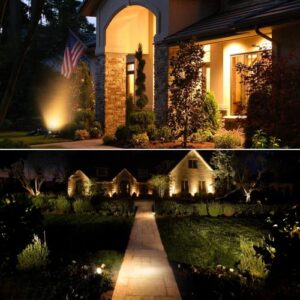 JACKYLED Solar Outdoor Lights, IP67 Waterproof Solar Spot Lights 2-in-1 Wall Light Decorative Lighting for Yard Landscape Lighting Wall Lights Auto On/Off for Pathway Garden, Pack of 4 (Warm)