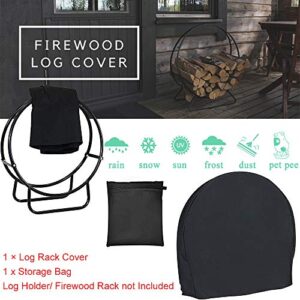 UCARE Firewood Log Holder/ Rack Cover Waterproof 24in Round Firewood Log Hoop Storage Covers for Outdoor Patio Garden Woodpile Protection (S: 24x24x25in/ 61x61x63.5cm)