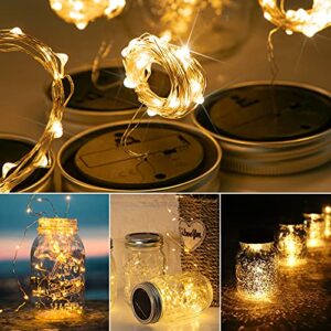 Solar Mason Jar Lights Lids, 30 LED Solar Fairy Lights for Mason Jars, Outdoor Hanging Mason Jar Lights for Garden Patio Porch Lawn Decor, Warm White (Solar Jar Lid Lights - 8 PCS)