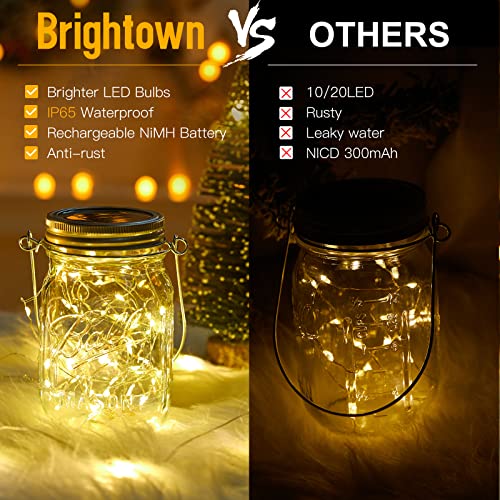 Solar Mason Jar Lights Lids, 30 LED Solar Fairy Lights for Mason Jars, Outdoor Hanging Mason Jar Lights for Garden Patio Porch Lawn Decor, Warm White (Solar Jar Lid Lights - 8 PCS)