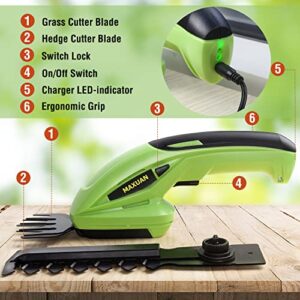 MAXUAN Grass Shear & Shrubbery Trimmer - 2 in 1 Handheld Hedge Trimmer