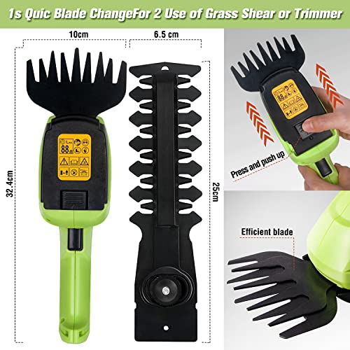 MAXUAN Grass Shear & Shrubbery Trimmer - 2 in 1 Handheld Hedge Trimmer