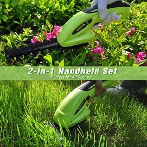 MAXUAN Grass Shear & Shrubbery Trimmer - 2 in 1 Handheld Hedge Trimmer