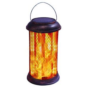 solar lanterns flickering flame lights metal flame lantern outdoor hanging lighting waterproof led flame lights for patio garden yard winter gift for christmas