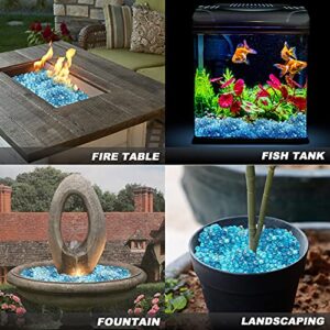 Skyflame 10-Pound Fire Glass Beads for Fire Pit Fireplace, 1/2-Inch Size Caribbean Blue Luster Decorative Blended Fireglass Drops for Landscaping