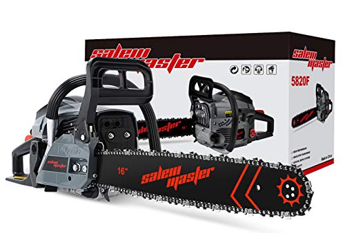 SALEM MASTER Chainsaw Gas 5820F 58CC 2-Cycle Gas Powered Chainsaw, 16 Inch Chainsaw, Handheld Cordless Petrol Gasoline Chain Saw for Farm, Garden and Ranch (5820H-16inch)