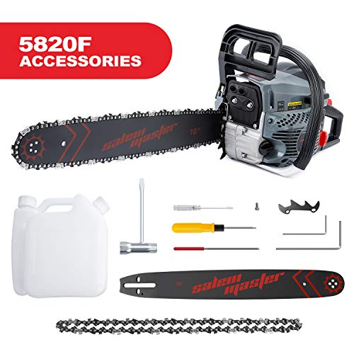 SALEM MASTER Chainsaw Gas 5820F 58CC 2-Cycle Gas Powered Chainsaw, 16 Inch Chainsaw, Handheld Cordless Petrol Gasoline Chain Saw for Farm, Garden and Ranch (5820H-16inch)