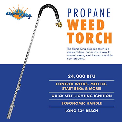 Flame King YSNPQ810CGA Propane Torch Weed Burner with Integrated Lighter, Silver