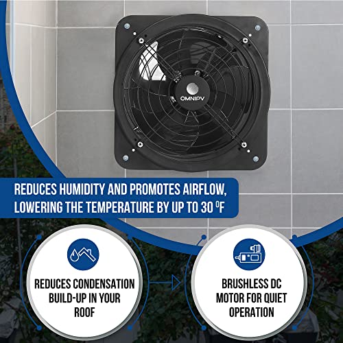 OmniPV Solar Powered Wall Mount Exhaust Fan, 35 Watt (for Home, Garage, Workshop, Greenhouse, RV, Outdoor Garden, etc.)