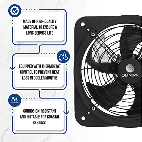 OmniPV Solar Powered Wall Mount Exhaust Fan, 35 Watt (for Home, Garage, Workshop, Greenhouse, RV, Outdoor Garden, etc.)