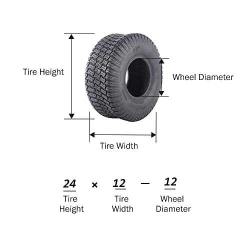 MOTORHOT Pack of 2 24x12.00-12 Turf Tires 8Ply Lawn Garden Mower 24-12-12 LRD Turf Bias For Tractor Golf Cart Tires