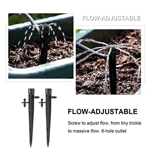 generic 30pcs Drip Emitters Adjustable 360 Degree Water Flow Irrigation Drippers on Stake 8 Holes Ground Black