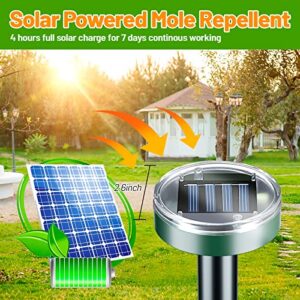 Mole Repellent Solar Powered 8 Pack Sonic Mole Deterrent Spikes,Snake Gopher Vole Repellent for Lawn Garden & Yard Gopher Deterrent,Groundhog Repeller