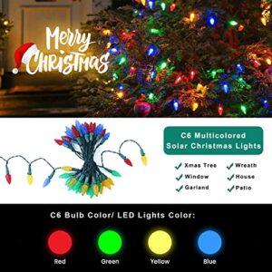 HUGSVIK C6 Solar Christmas Lights Outdoor Waterproof, 21Ft 50LED Strawberry C6 Christmas Lights Colored, 8 Modes Solar Powered Christmas Lights for Christmas Tree Wreath Garland Garden Patio