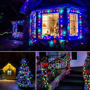 HUGSVIK C6 Solar Christmas Lights Outdoor Waterproof, 21Ft 50LED Strawberry C6 Christmas Lights Colored, 8 Modes Solar Powered Christmas Lights for Christmas Tree Wreath Garland Garden Patio