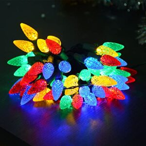 HUGSVIK C6 Solar Christmas Lights Outdoor Waterproof, 21Ft 50LED Strawberry C6 Christmas Lights Colored, 8 Modes Solar Powered Christmas Lights for Christmas Tree Wreath Garland Garden Patio