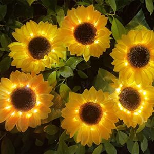 IOYOI 4 Pack Upgraded Solar Outdoor Sunflower Decor, Solar Garden Yard Stake, Solar Sunflower Lights for Garden/Patio/Porch/Yard