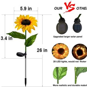 IOYOI 4 Pack Upgraded Solar Outdoor Sunflower Decor, Solar Garden Yard Stake, Solar Sunflower Lights for Garden/Patio/Porch/Yard