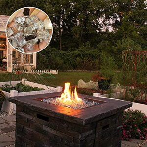 Z Zennister Fire Pit Glass Rocks,  High Luster, 1/2" Reflective Tempered Fire Glass in Silver, 10 Pound Jar  for Natural or Propane Fireplace, Crushed Glass Stones for Firepit, Garden or Patio