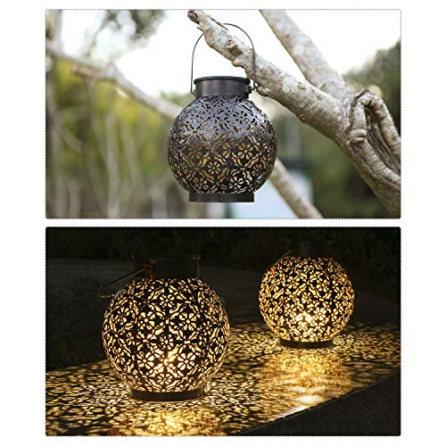 2 Pack Solar Lanterns, Tomshine Outdoor Hanging Solar Lanterns Warm White Garden Lanterns Waterproof Patio Decor for Garden Landscape Decoration